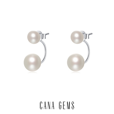 CANA GEMS PD0649 双珠珍珠耳钉.两戴 珍珠耳钉简约气质耳饰银针