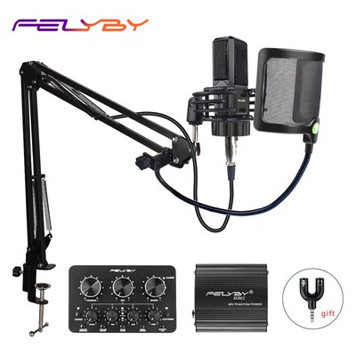 FELYBY Professional BM1000 Karaoke Condenser Microphone for