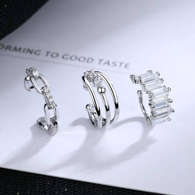 1 pcs Charming Line Zircon Clip On Earrings  Ear Cuff Withou