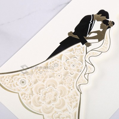 1pcs Bride And Groom Laser Cut Wedding Invitation Cards Luxu