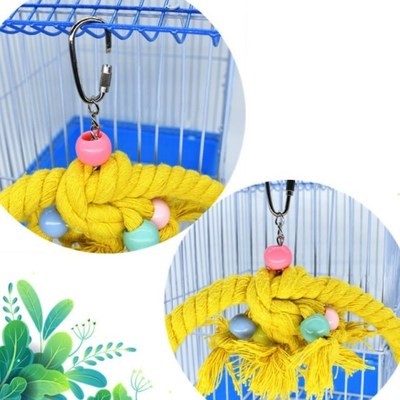 Pet Parrot Birds Cage Toy Cotton Rope Circle Ring Stand Chew