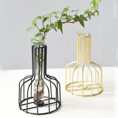 Hydroponic Cabinet Plated Iron Vase Retro Tabletop Home Deco