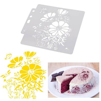 Flowers Coffee Stencils Cake Baking Templates DIY Scrapbooki