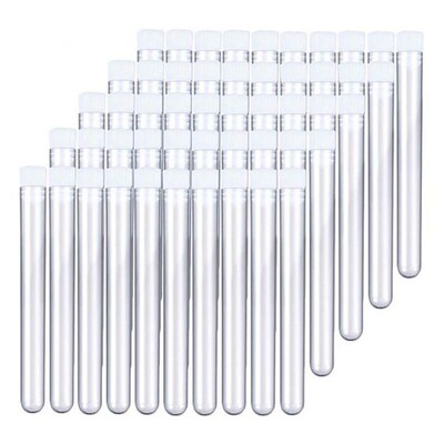200Pcs Clear Plastic Test Tube with Cap 12X100mm U-Shaped Bo