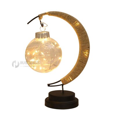 LED Moon Lamp Rattan Nightlight Battery Night Lamp Baby Bedr