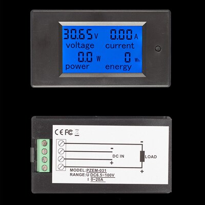 DC 6.5-100V 0-20A LCD Electric energy meter battery tester M