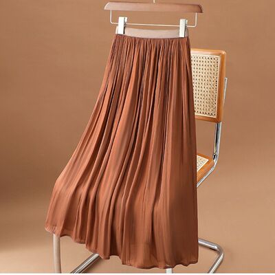 光泽面料雪纺橡筋腰半身裙