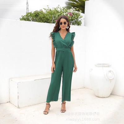 pleated V-neck casual high womens trousers pants size waist