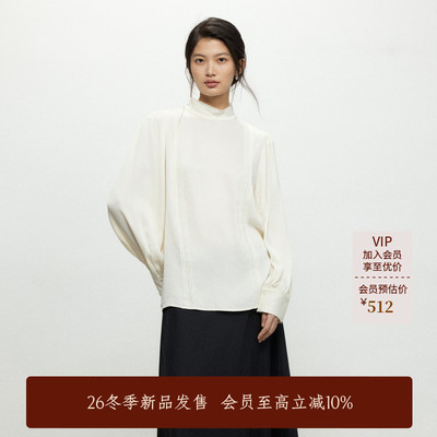 AIRIQI26冬新款蕾丝微宽松衬衫