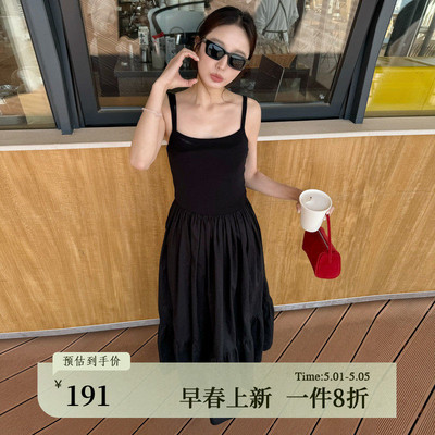 AIRIQI春季新款腰A字吊带连衣裙
