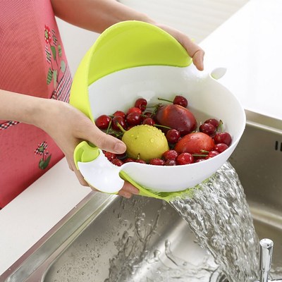 Double Drain Basket Colors Bowl Washing Kitchen Strainer Noo