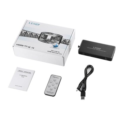 LESHP Portable Ultra HD HDMI 4Kx2K 3D Audio Video Splitter 1