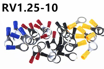 50pcs/100pcs Pack  RV1.25-10 Red 22-16 AWG 0.5-1.5mm2 Insula