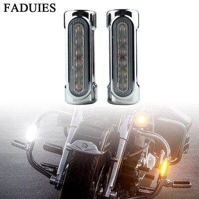 Black/chrome Motorcycle Highway Bar Switchback Turn Signal L