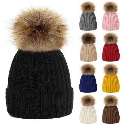 Lovely Child Women Beanies Hats Warm Winter Pompom Fur Knitt