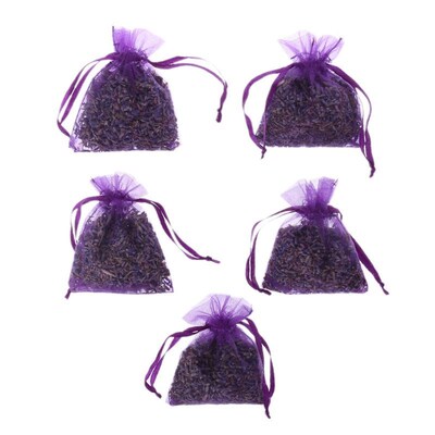 5Pcs Real Lavender Organic Dried Flowers Sachets Buds Bag Fr