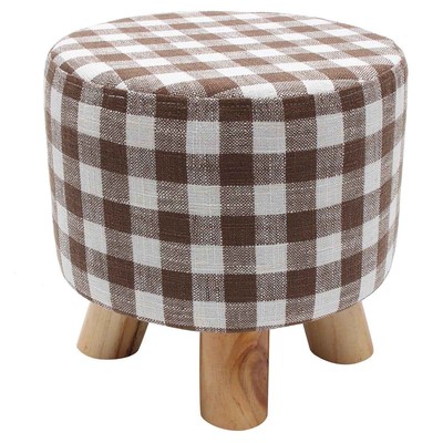 Modern Round Solid Pine Wooden Footstool Ottomans Nordic Pou