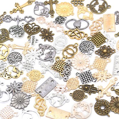 30PCS 10 Color 15-30 Styles Metal Alloy Vintage Mix Plant He