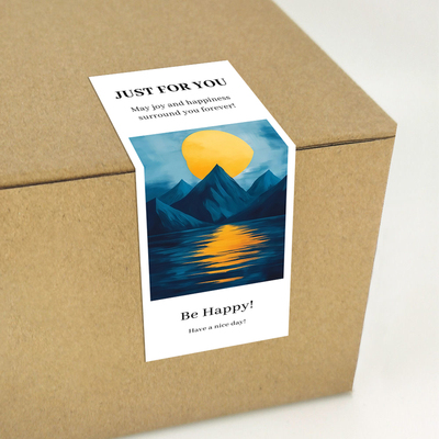 gytz7747旭日东升夕阳晚霞山水鎏金大海金色太阳不干胶贴纸封口贴