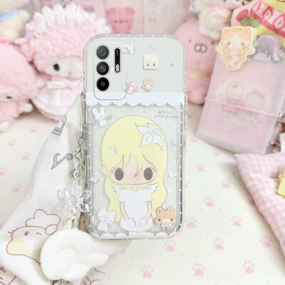 野有上秋适用oppoa6pro手机壳a6max卡通a6gt带a6i天使a93s挂件a58x蕾丝a92s秋子a72a32a31女孩a11a96a95可爱p