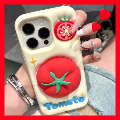 适用苹果16手机壳小米15/14华为pura70卡通mate60pro立体nova13番茄vivos20蔬菜x200西红柿opporeno13带支架p