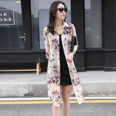 TingYiLi Women Cardigan Summer Flower Print Boho Beach Long