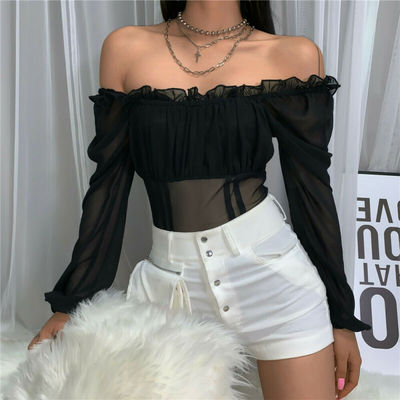 Meihuida Sexy Hot Ladies Ruffles Solid Bandage Bodysuit See-