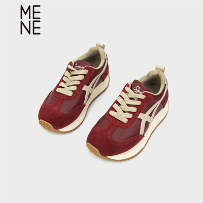 MENE（女鞋）复古牛反绒德训鞋女2025春秋新款时尚休闲运动鞋女