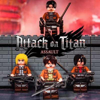 适用于乐高进击的巨人艾伦三笠兵长利威尔兽铠之巨人积木人仔玩具