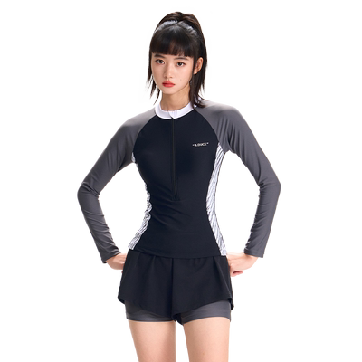 B.Duck女长袖显瘦遮肚防晒泳衣