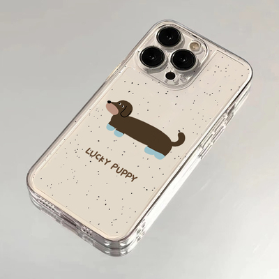 全机型硅胶软壳可爱斑点腊肠小狗