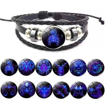 12 Zodiac Signs Constellation Charm Luminous Bracelet Men Wo