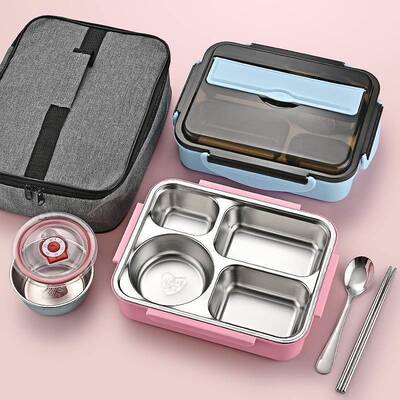 304 stainless lunch box student compartment plate饭盒