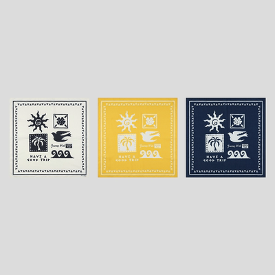 GOODBAI 男女同款HAVE A GOOD TRIP 海岛图案印花方形大丝巾
