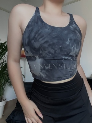 VINMEN STUDIO扎染色健身吊带 美背辣妹弹力背心上衣230912