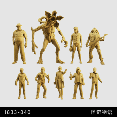 【怪奇物语】警长 小十一 菊花怪 小孩 1/64模型手办1比43白模