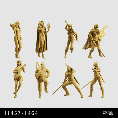 【巫师】杰洛特 叶奈法 希里 1/64小人偶模型手办1:43微缩白模