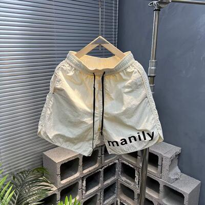 2025夏季新款潮男美式运动短裤宽松沙滩裤夏天松紧腰五分透气裤子