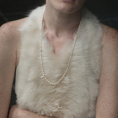 【冬季新款】白化石纯银串珠项链