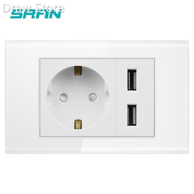 SRAN Two gang E socket with usb,dual usb charger port 5v 2.1