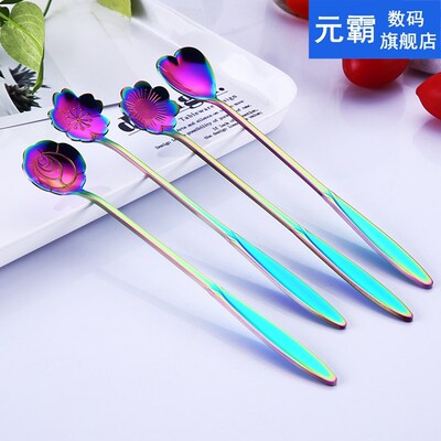 4PCS/Set Flowers Shaped Coffee Scoops Stainless Steel Long H