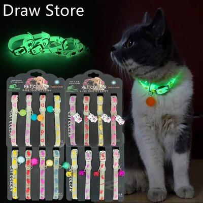 Cat Collar with Bell Luminous Cats Collars Kitty Necklace S