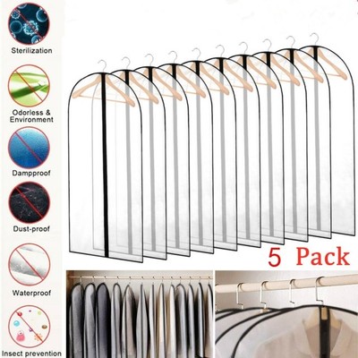 5pcs/set Clear Polythene Garment Covers Suit Dress Coat Dust