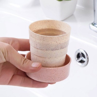 Folding Cup Portable Wheat Straw Travel Mug 130ml Telescopic