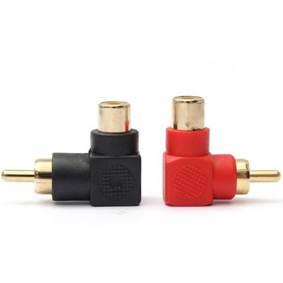 1Pair/2Pcs 90 Degree RCA Right Angle Connector Plug Adapters