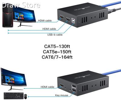 One pair 50 meters HDMI KVM Extender Over cat5e/6 Ethernet c