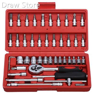 New 46pcs/set Professional Wrench Socket Set Hardware Car Bo
