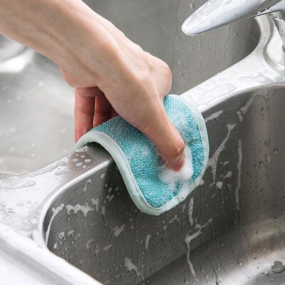 2 In 1 Scouring Pad Dish Cloth Kitchen Cleaning Tools Suppli
