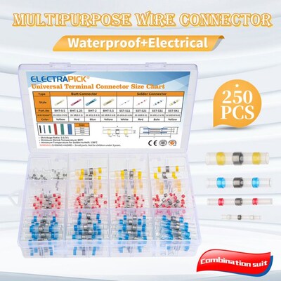 50/250pcs Heat Shrink Butt Solder Seal Wire Connectors Solde