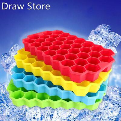 10 Colors 37 Cavity Honeycomb Silicone Ice Cube Mold Reusabl